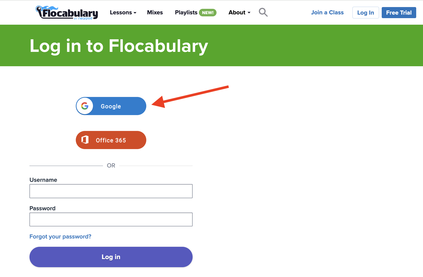 Joining My Teacher's Class and Logging in to Flocabulary