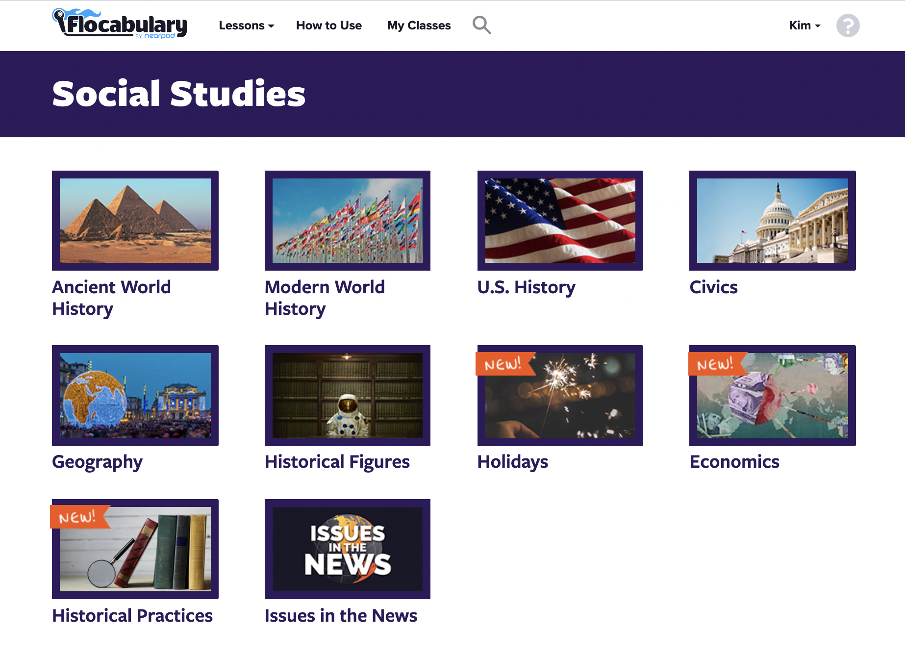 Types of content in Flocabulary