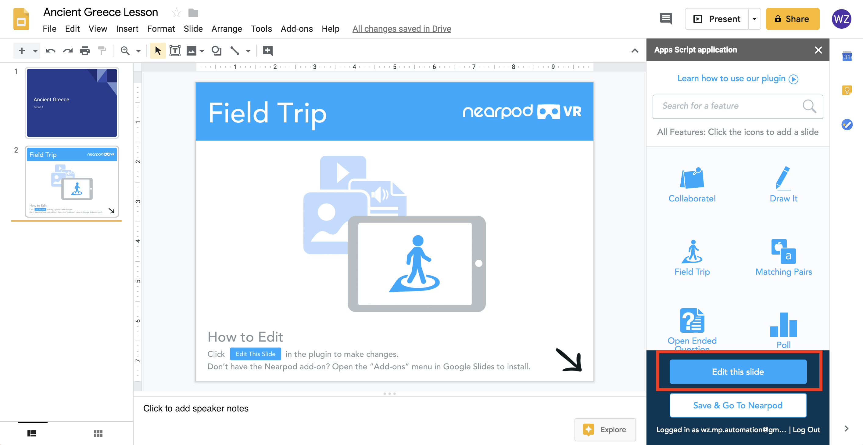Create a Nearpod in Google Slides