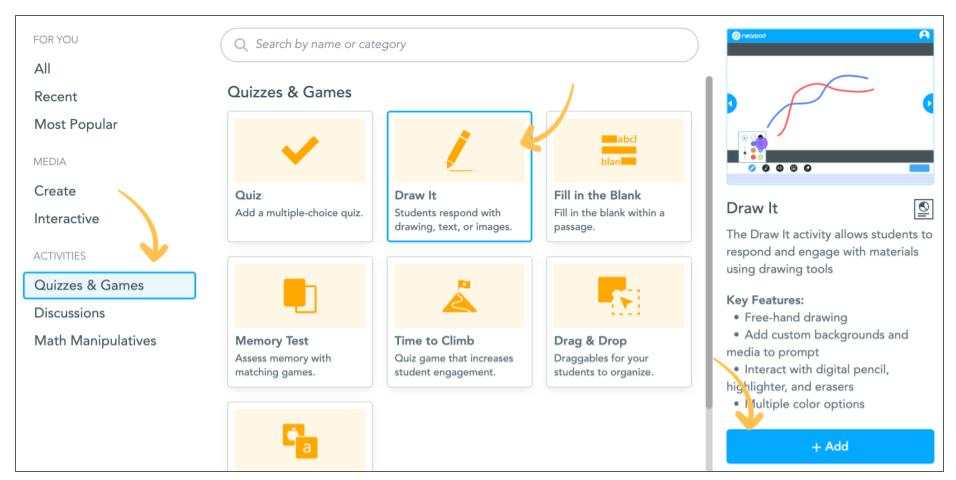 Build an Activity and Teach with Draw It