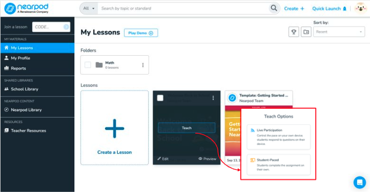 Launch a Nearpod lesson, video, or activity