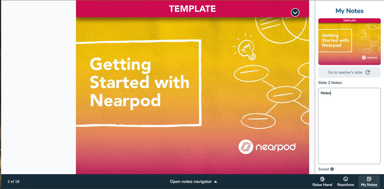 Student Notes in Nearpod