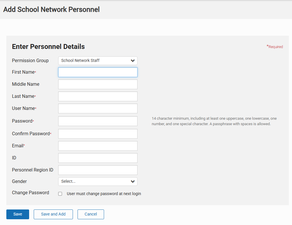 Add School Network Personnel