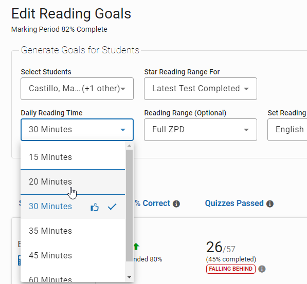 Setting K-2 Goals in the Accelerated Reader Record Book