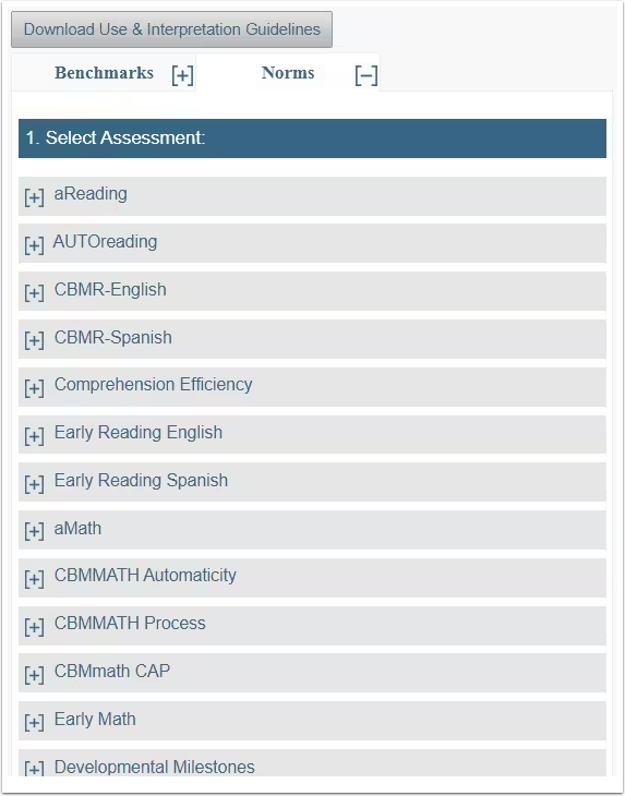 Accessing Benchmarks and Norms Tables