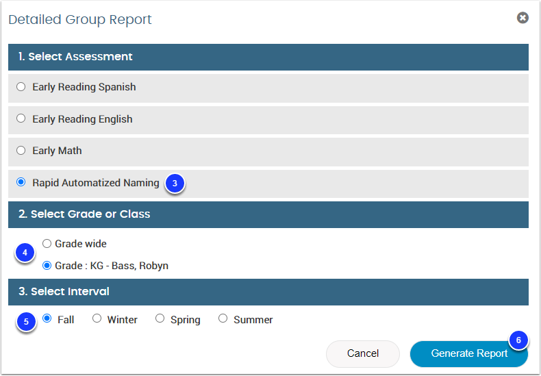Detailed Group Report - Rapid Automatized Naming (RAN)