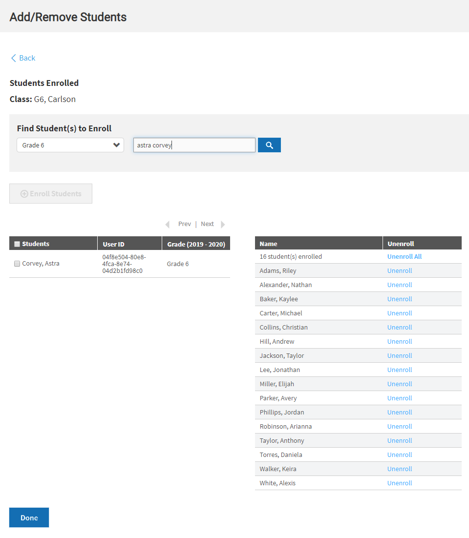 Add/Remove Students from a Class
