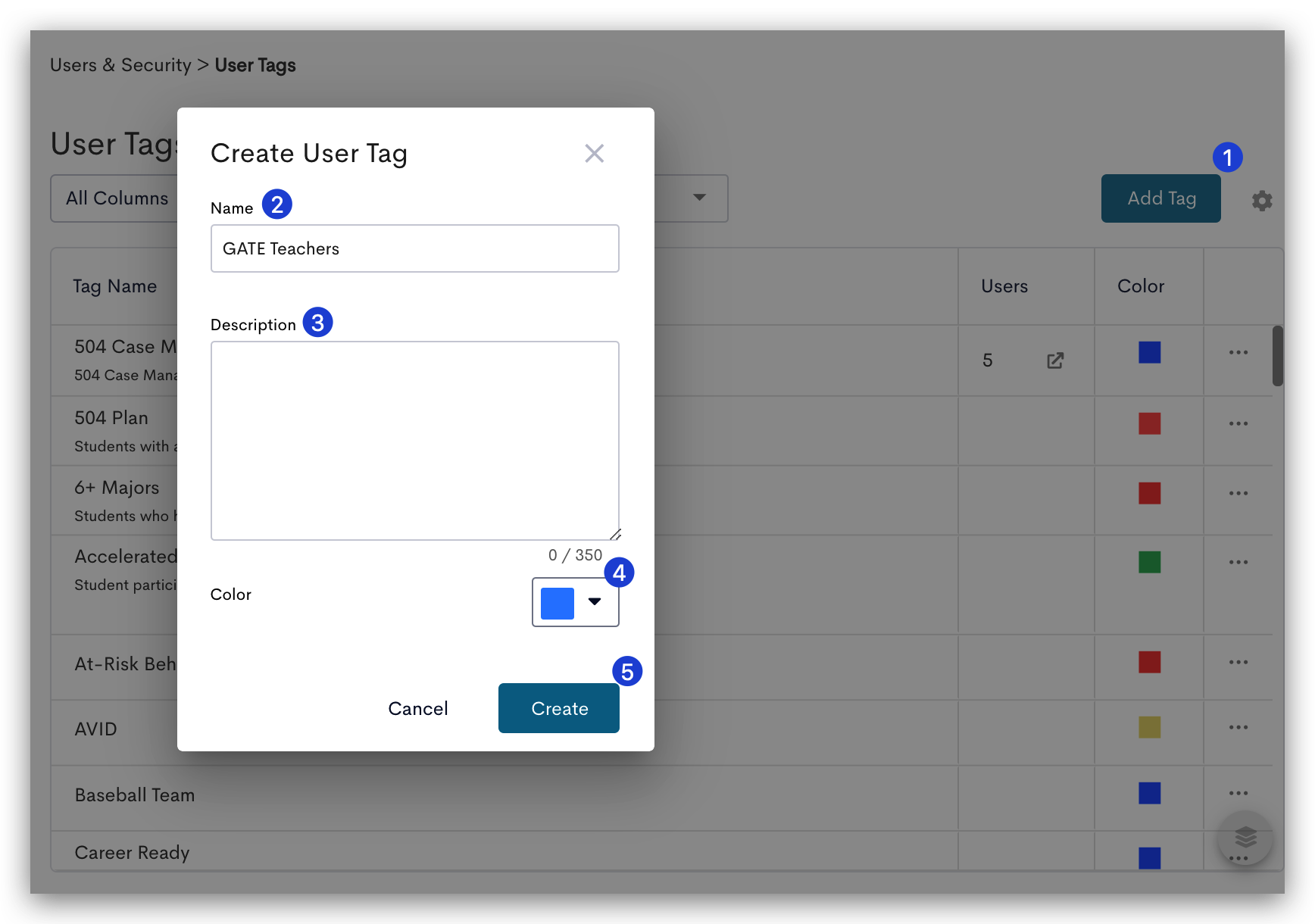 Create and Manage User Tags for Achievement Dashboard