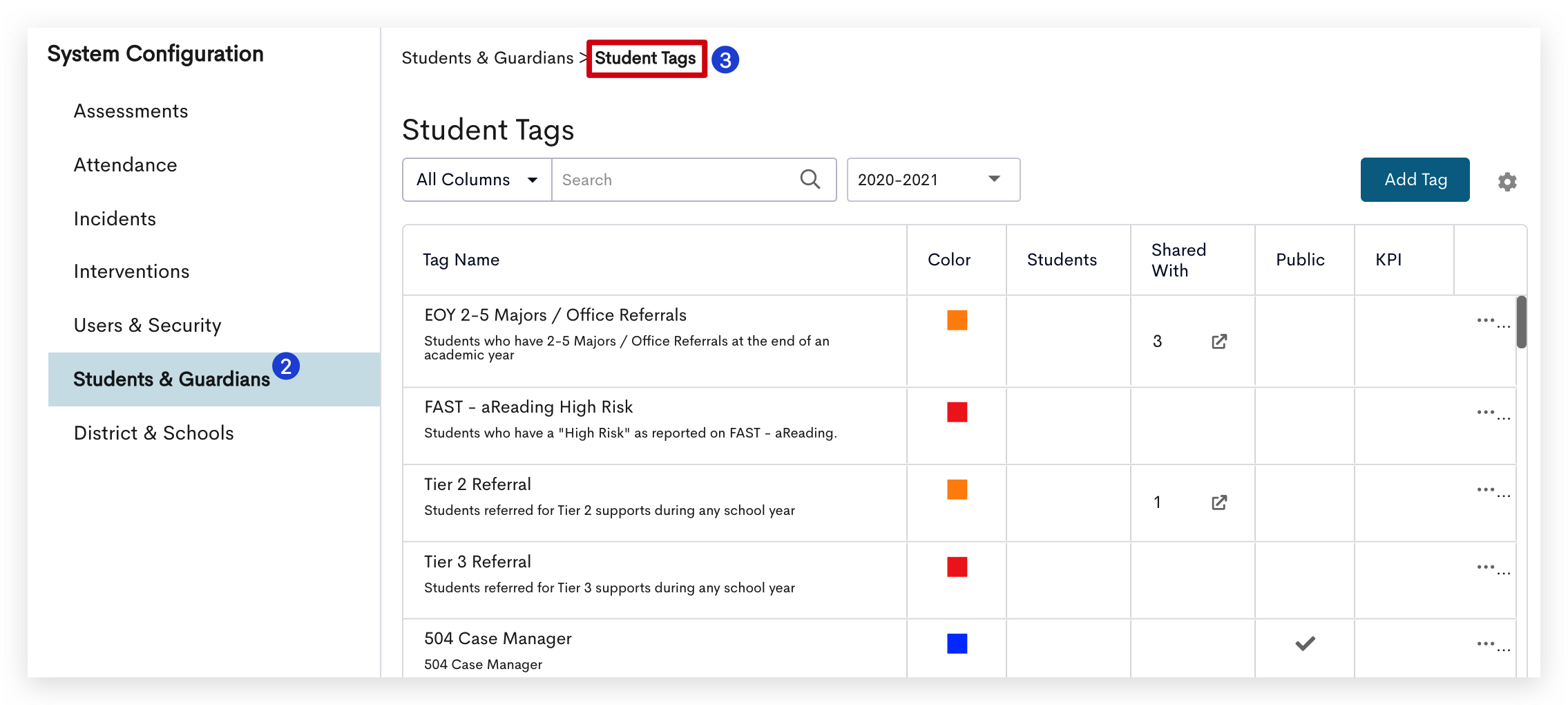 Create and Manage Student Tags for Achievement Dashboard