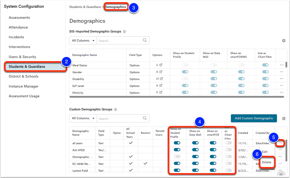 Manage Custom Demographics