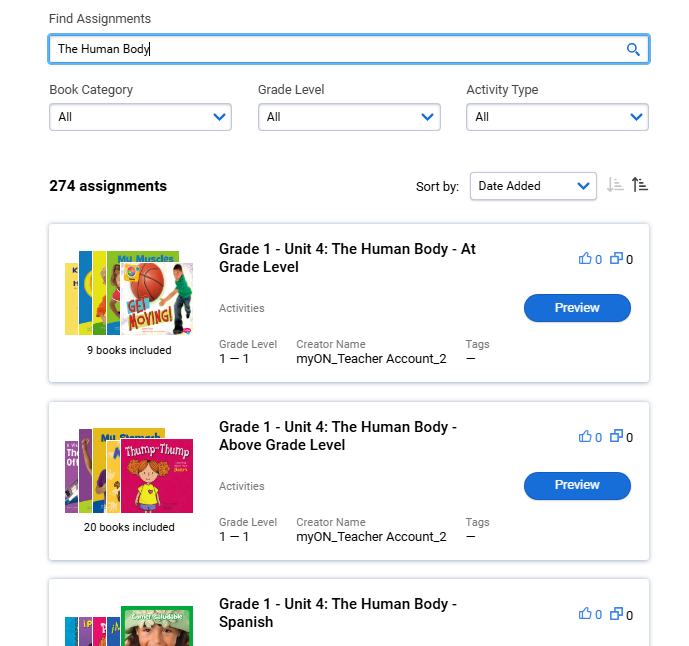 Curriculum-Connected Books in myON