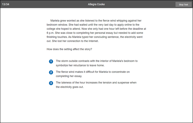 Taking a Star Reading Test
