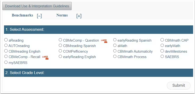 Accessing Benchmarks and Norms Tables