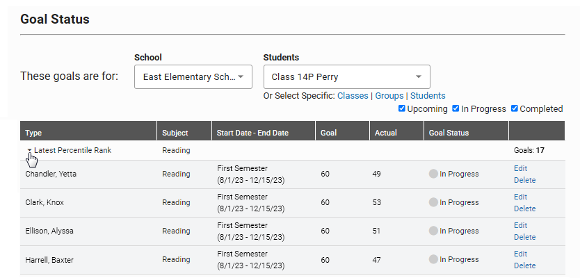 Goals and Benchmarks
