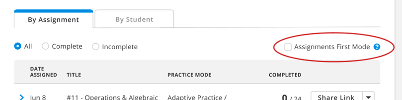 How does Assignments First Mode work?