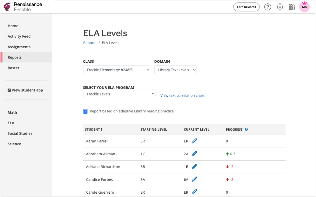 Updating ELA Practice Levels