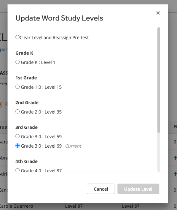 Updating ELA Practice Levels