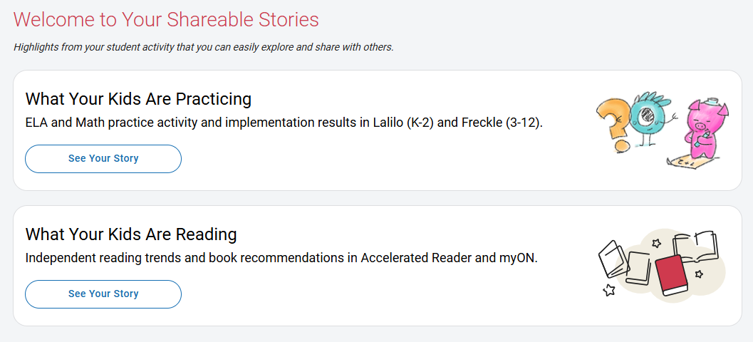 Shareable Stories Welcome Page