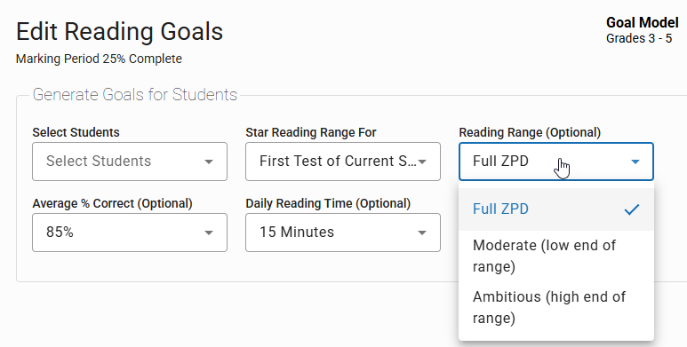 AR Student Goals for Grades 3-5 or 6+ (Record Book)