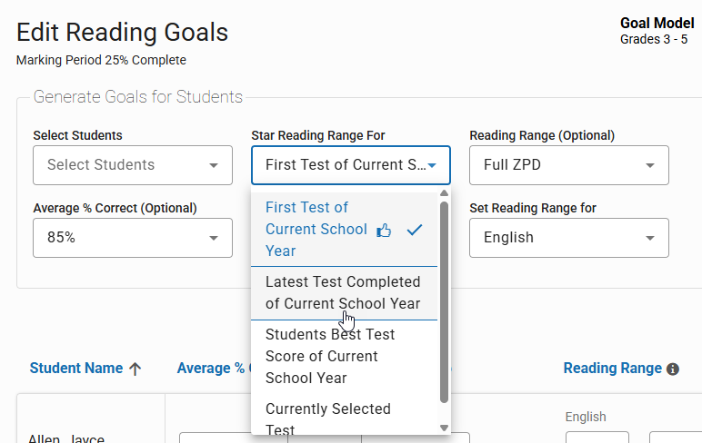 AR Student Goals for Grades 3-5 or 6+ (Record Book)