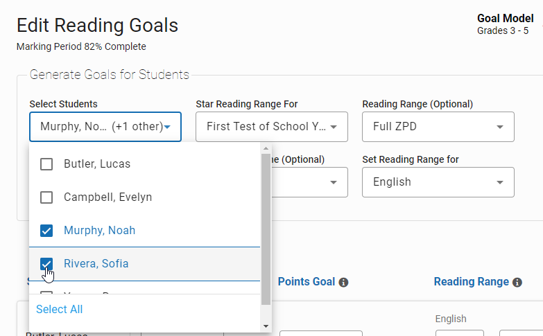 AR Student Goals for Grades 3-5 or 6+ (Record Book)