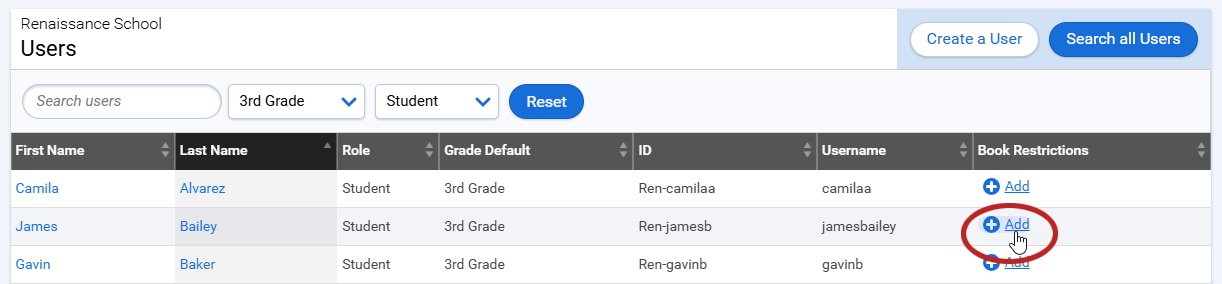 Restricting Books for Individual Students in myON