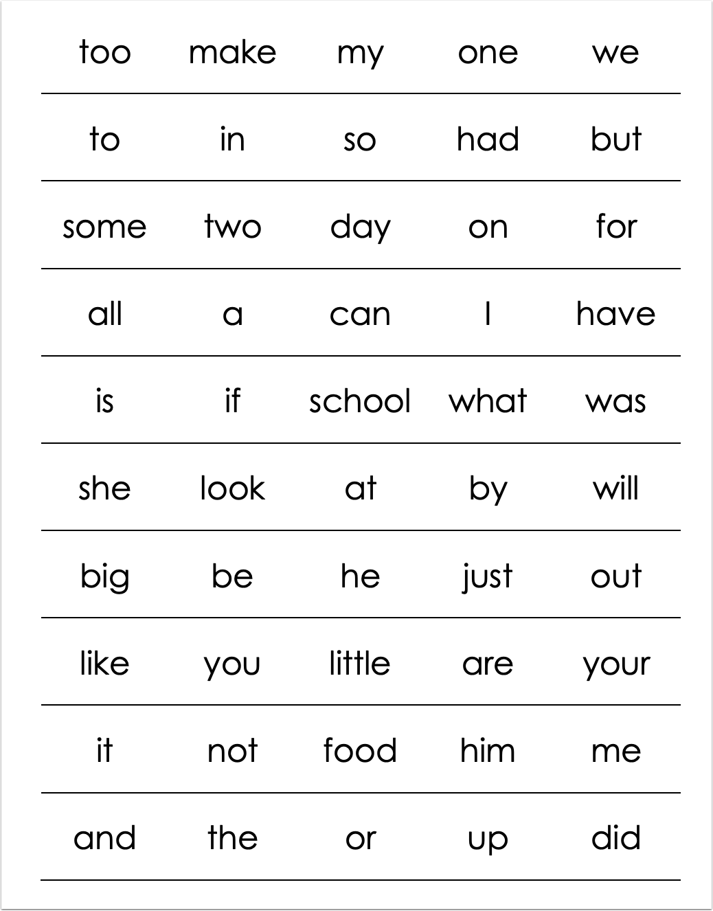 earlyReading - Sight Words (50)