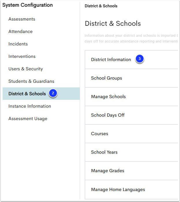 Setting District Information