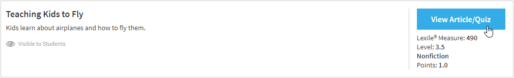 Viewing Articles and Taking a Sample Article Quiz