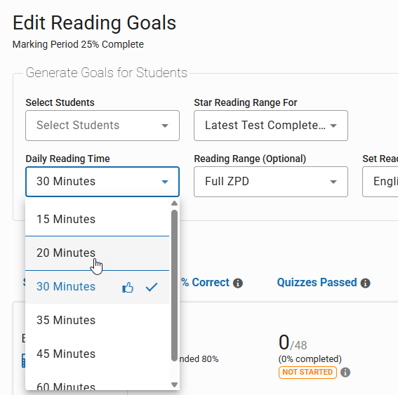 Setting K-2 Goals in the Accelerated Reader Record Book