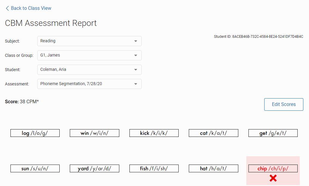 Viewing Star CBM Assessment Details (CBM Assessment Report)