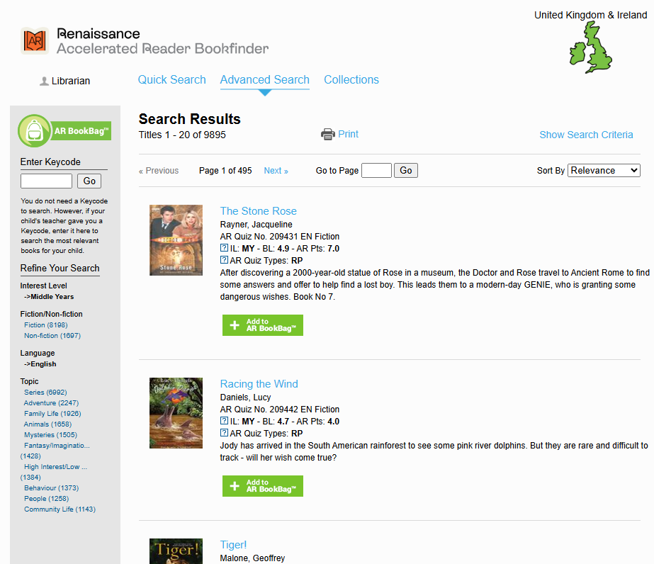 Searching for Books in Your ZPD in AR Bookfinder