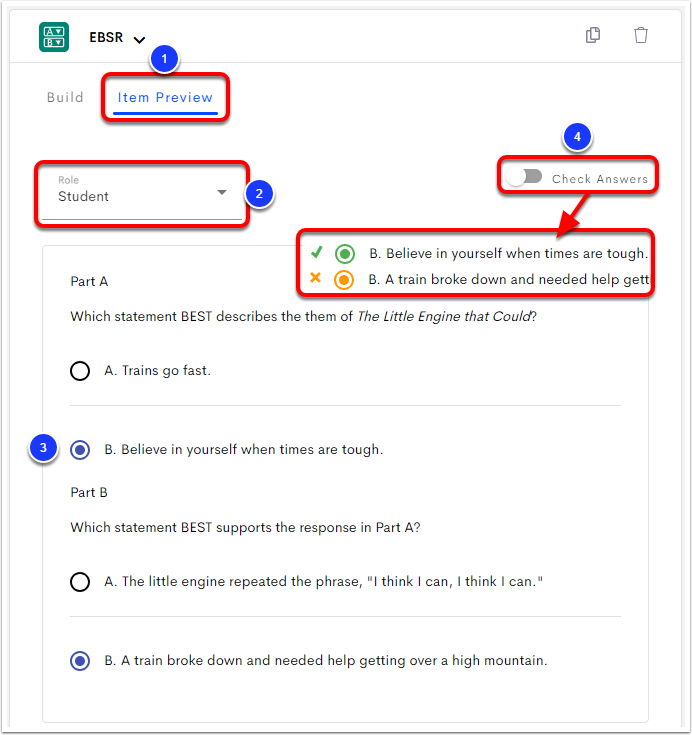 Create an Evidence Based Selected Response (EBSR) Item