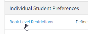 Book Level Restrictions Preference