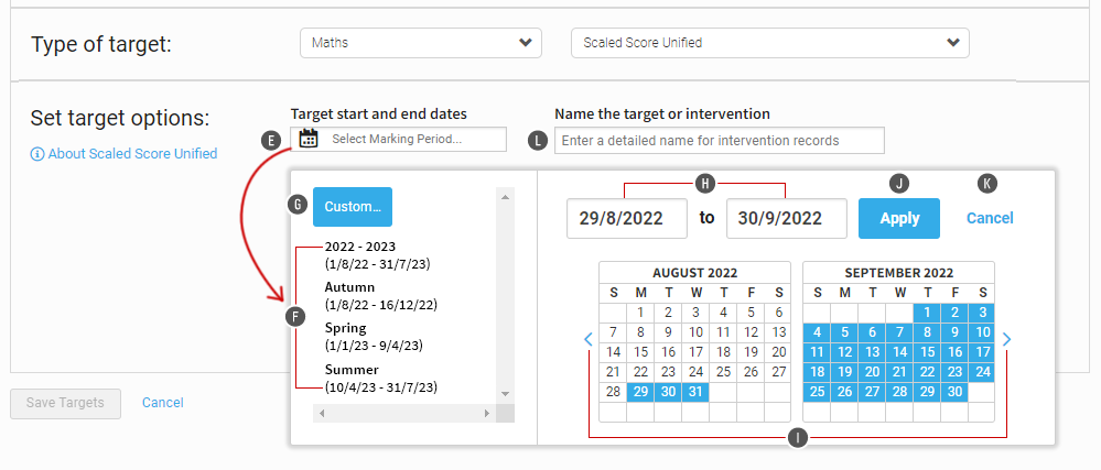 Maths – Scaled Score Unified Target
