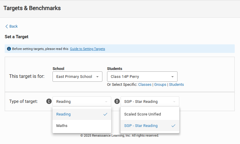 Reading – SGP – Star Reading Target