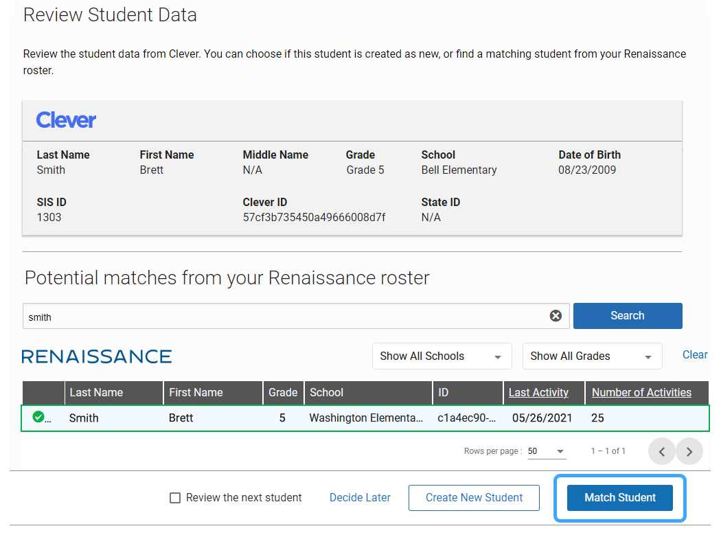 Clever Integration - Review Student Data