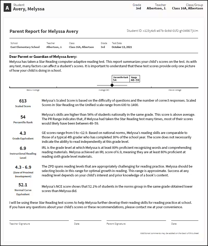 Star Parent Report