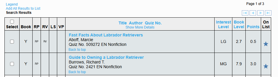 Book and Quiz Lists (AR Bookguide)