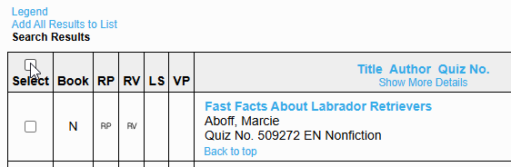 Book and Quiz Lists (AR Bookguide)