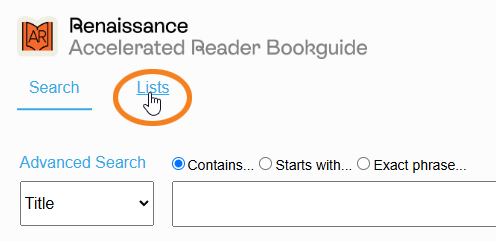 Book and Quiz Lists (AR Bookguide)