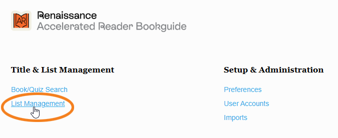 Book and Quiz Lists (AR Bookguide)