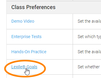 More Information on the Lexile®* Goals Preference