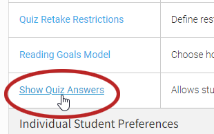 Show Quiz Answers (Preferences)