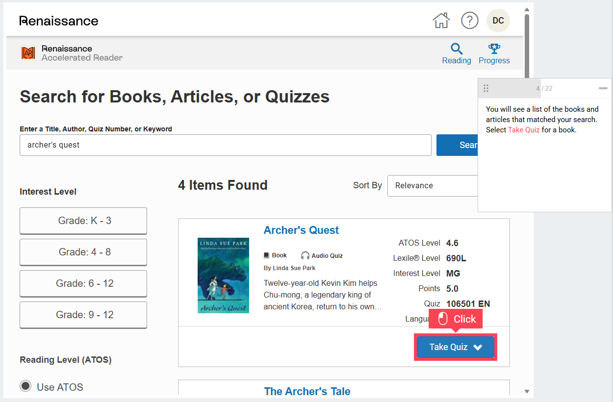 Accelerated Reader Student Tutorials