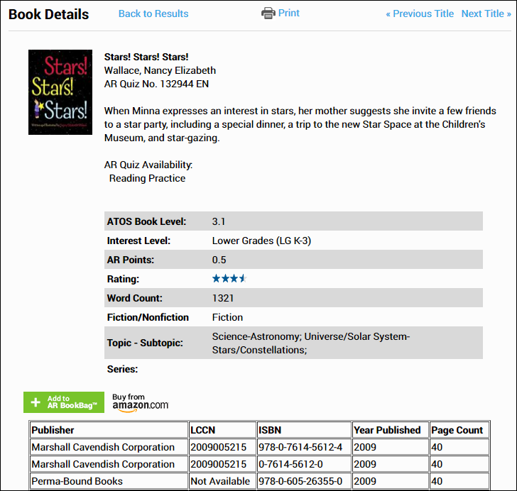 Book Details (AR Bookfinder)