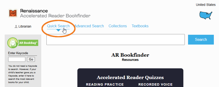 Quick Search in AR Bookfinder