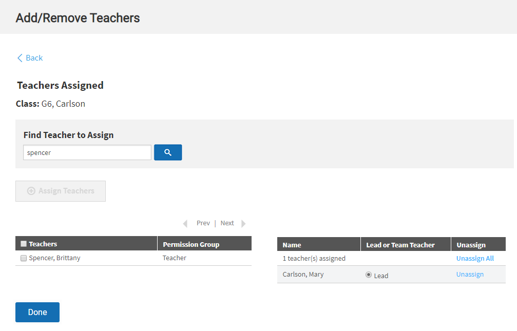 Add/Remove Teachers