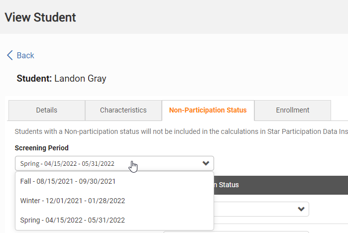 Student Information, Non-Participation Status