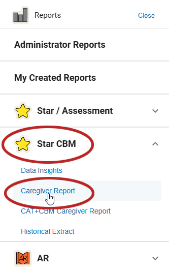 Star CBM Caregiver Report